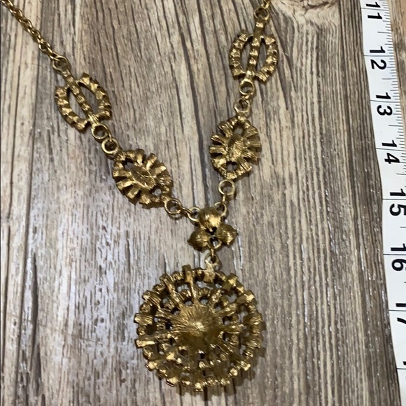 Jewelry | Gold Rhinestone Statement Pendant Necklace | Poshmark